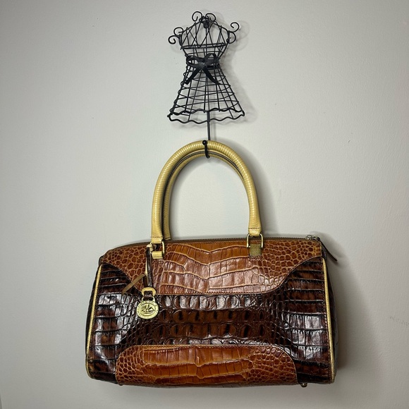 Brahmin | Bags | Vtg Brahmin Tricolor Crocodile Embossed Leather ...